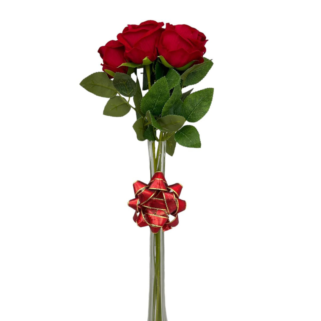 Buy Gorgeous Red Rose in Glass Vase Plants & Trees Online | Pixies Gardens